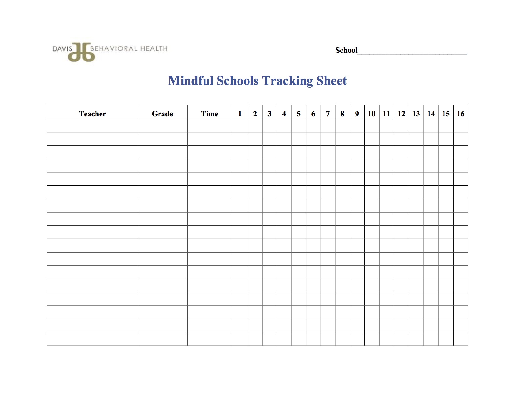 Mindfulness Program Materials | Davis Behavioral Health Prevention